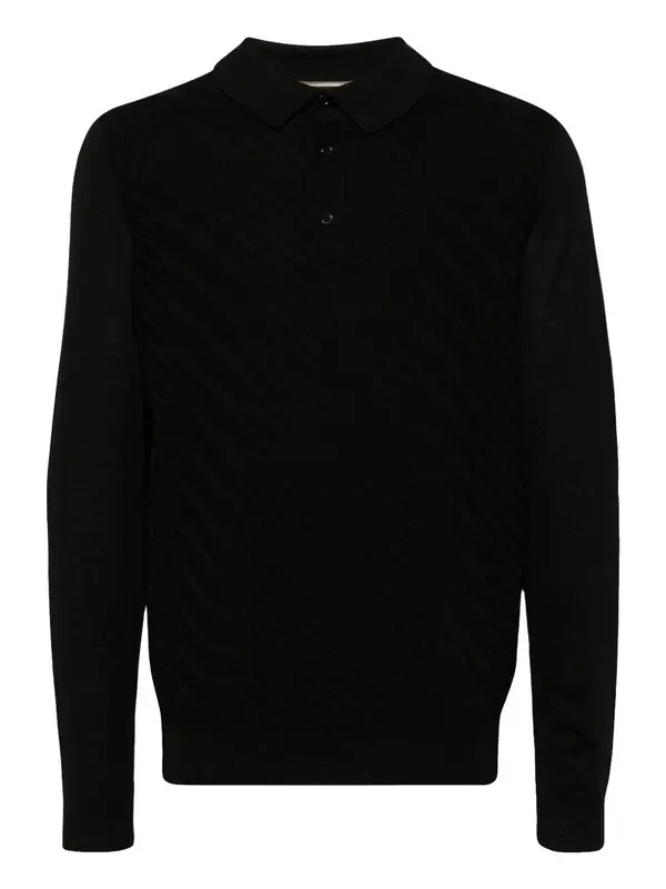Hugo Boss Collarless Virgin Wool-blend Top - Black