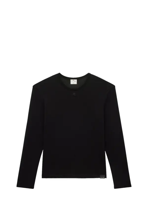 COURREGES Mesh-design Long-sleeve T-shirt - Black