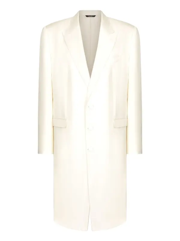 Dolce & Gabbana Single-breasted Silk Coat - White