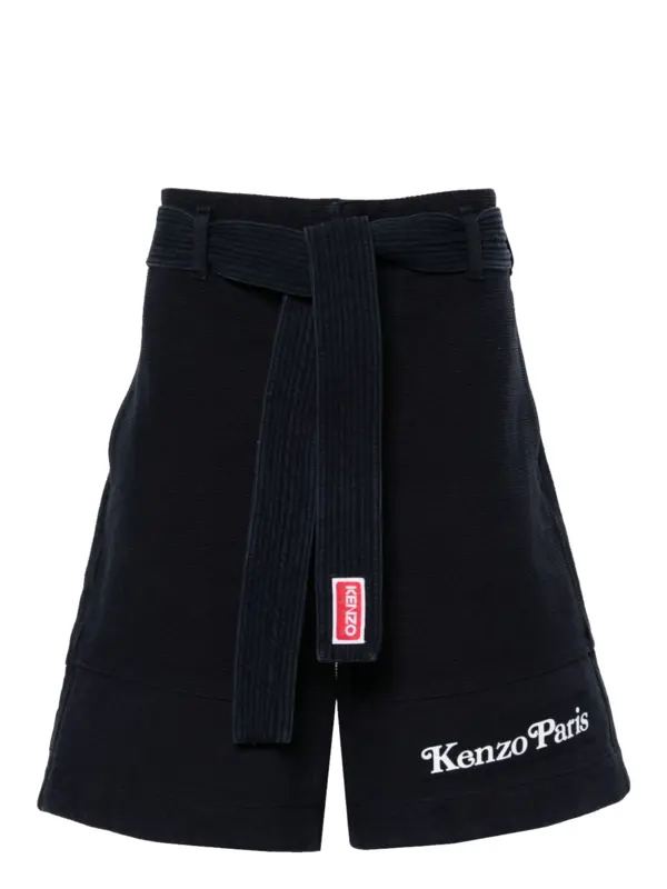 Kenzo Logo-patch Cotton Shorts - Blue