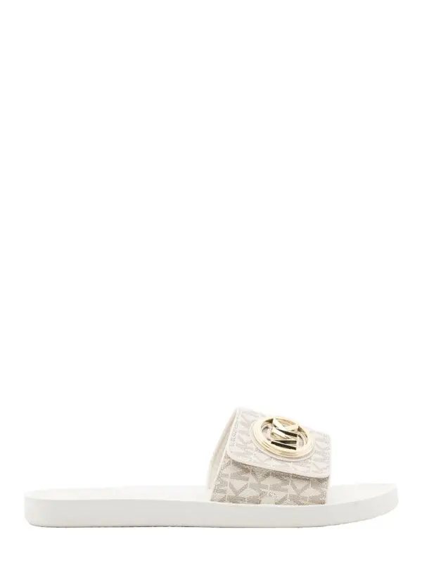 Michael Kors Logo Plaque Slides - White