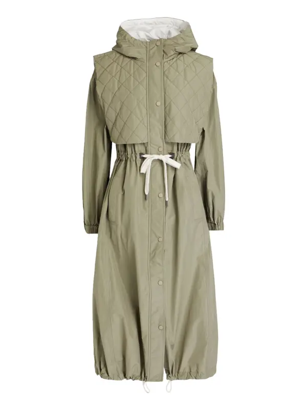 Brunello Cucinelli Quilted Bead-embellished Shell Hooded Parka - Sage Green