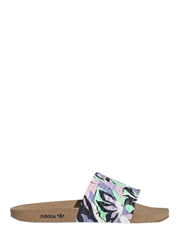 Adidas Adilette Cork Floral Slides - Blue