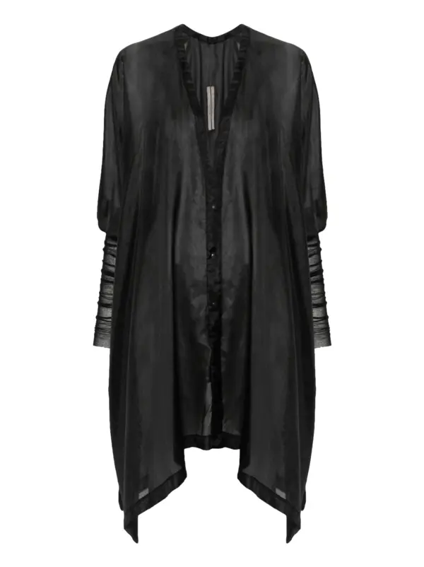 Rick Owens Ribbed-sleeves Silk Shirt - Black