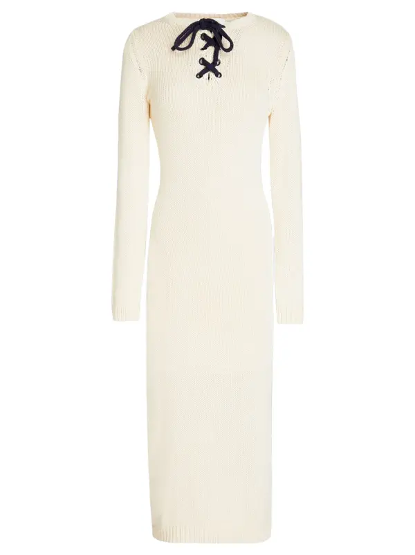 Zimmermann Lace-up Cotton Midi Dress - Cream