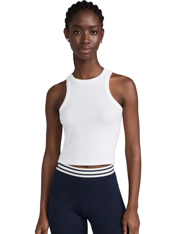 Splits59 Kiki Ribbed Crop Top - White
