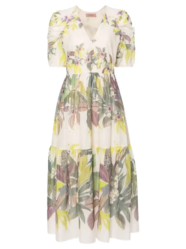 TWINSET Jungle-print Muslin Dress - Green