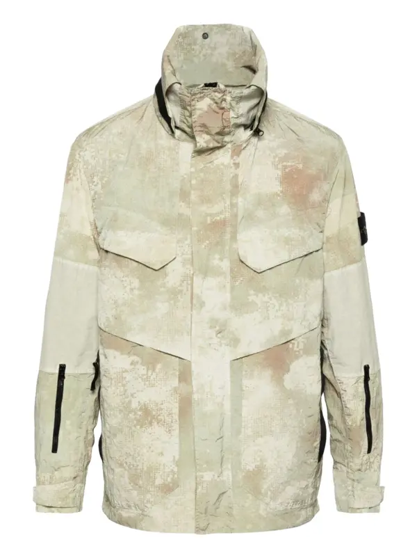 Stone Island Compass-badge Hooded Jacket - Green
