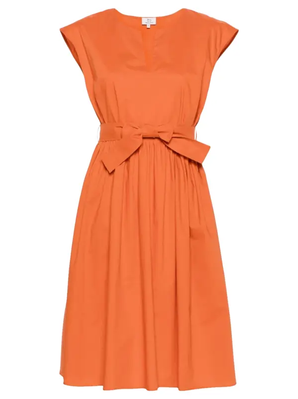 Woolrich V-neck Poplin Midi Dress - Orange
