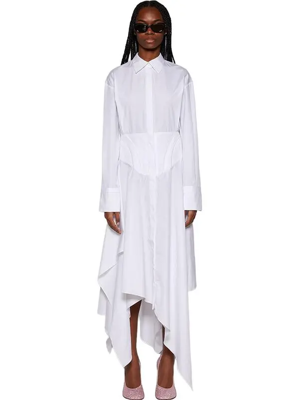 MUGLER Poplin Shirt Dress - White