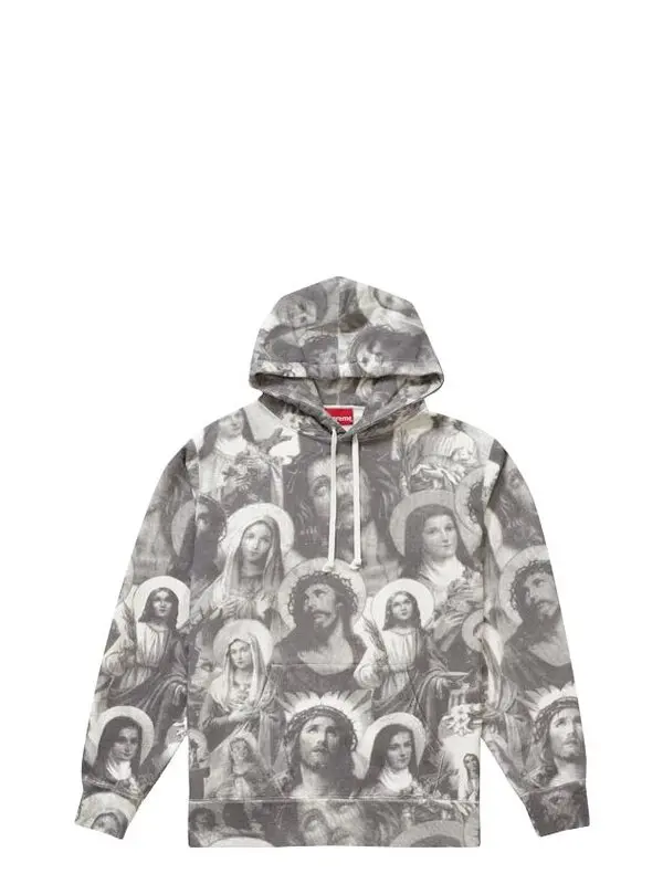 Supreme Jesus And Mary Hooded Sweatshirt - Dark Grey