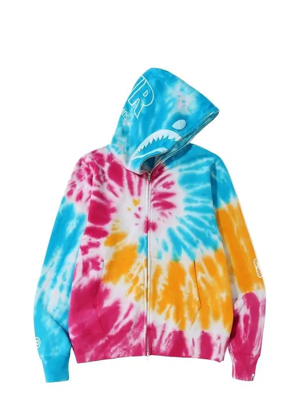 BAPE Tie Dye Ponr Shark Wide Full Zip Hoodie - Multicolor