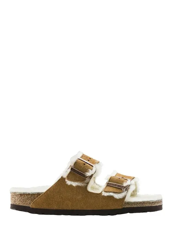 BIRKENSTOCK Arizona Shearling Suede Sandals - Mink