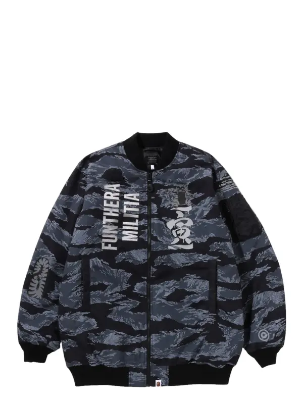 BAPE Tiger Camo Ma1 Long Jacket - Black