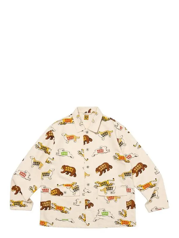 HUMAN MADE X Kaws Animal Patterned Coverall Jacket - White
