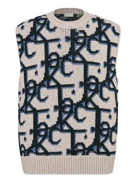 Dior Oversized Sleeveless Sweater - Beige/black
