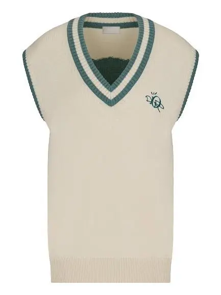 Dior Oversized Sleeveless Sweater Vest - Ecru