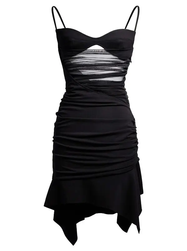 MUGLER H&m Gathered Mini Dress With Bra Top - Black