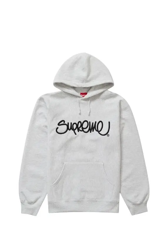 Supreme Raised Handstyle Hooded Sweatshirt - Ash Grey