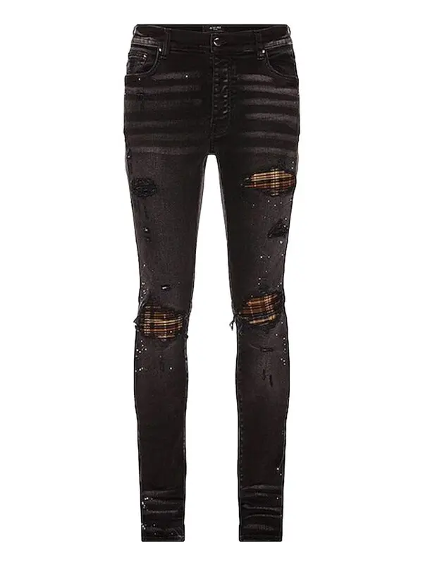 Amiri Mx1 Plaid Skinny Fit Jeans - Aged Black