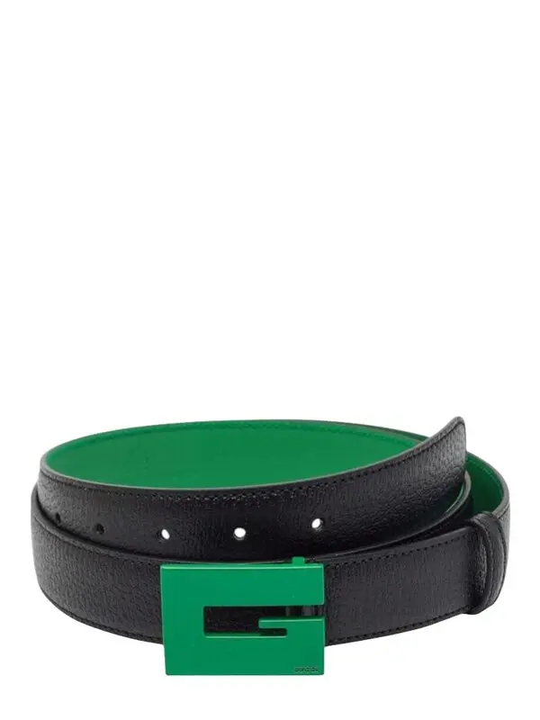 Moon Boot Interlocking G Belt With Palladium Buckle - Green/black