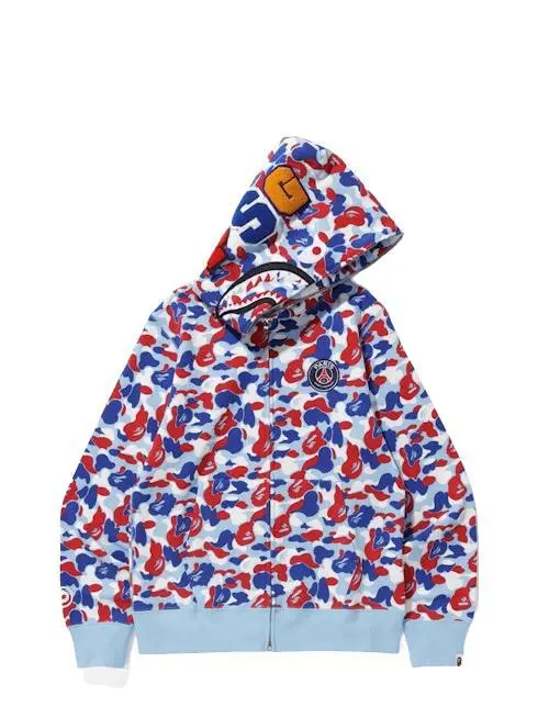BAPE X Psg Shark Full Zip Hoodie - Blue