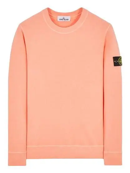 Stone Island 63020 Brushed Cotton Fleece Crewneck Sweatshirt - Peach