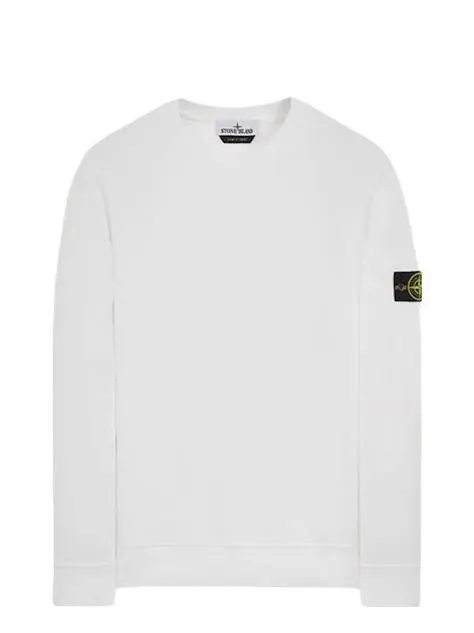 Stone Island 63020 Brushed Cotton Fleece Crewneck - White