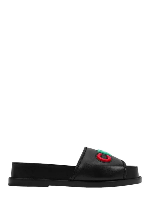 Chanel Leather Logo Mule Sandal - Black