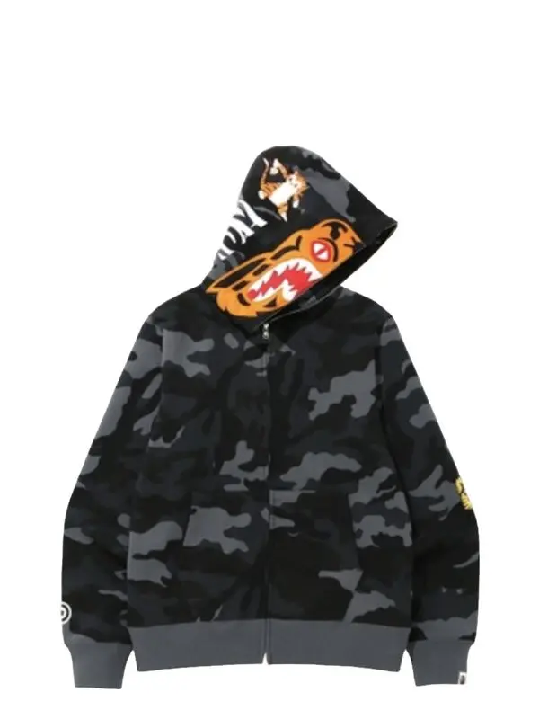 BAPE Woodland Camo Tiger Full Zip Hoodie - Black