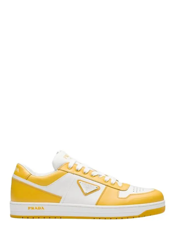 Prada Downtown Leather Sneakers - White/yellow Sun