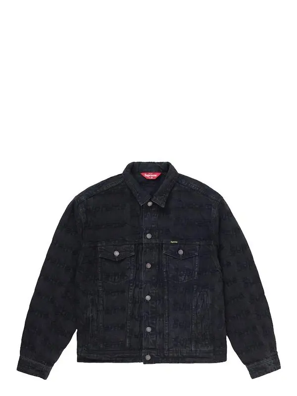 Supreme Frayed Logos Denim Trucker Jacket - Black