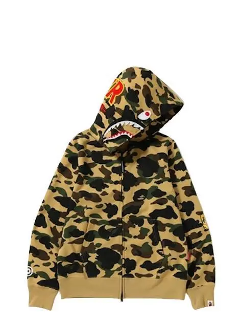 BAPE 1st Camo Windstopper Ponr Shark Full Zip Hoodie - Yellow