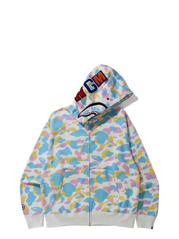 BAPE Camo Shark Relaxed Full Zip Hoodie - White