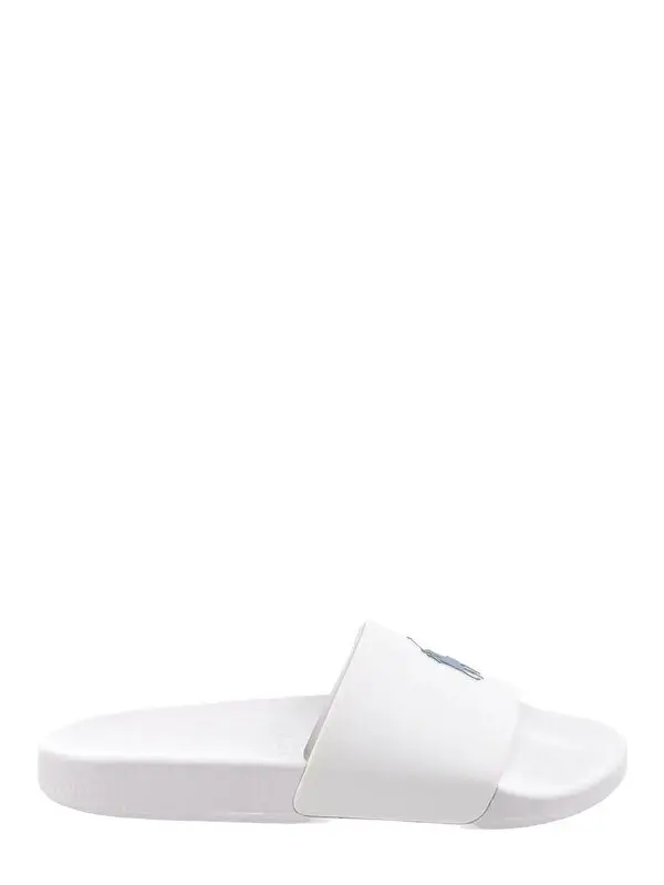 Ralph Lauren Signature Pony Slide - White/navy Blue