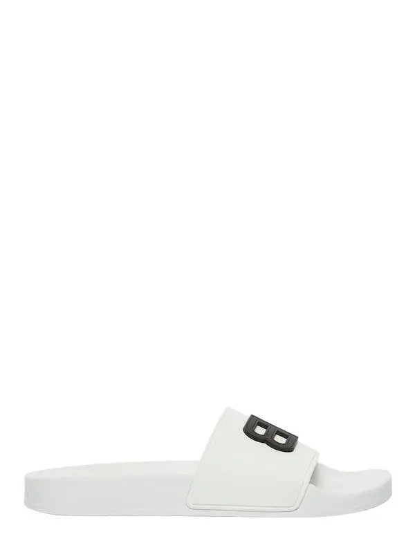 Balenciaga Pool Slides With 3d Bb Logo - Black