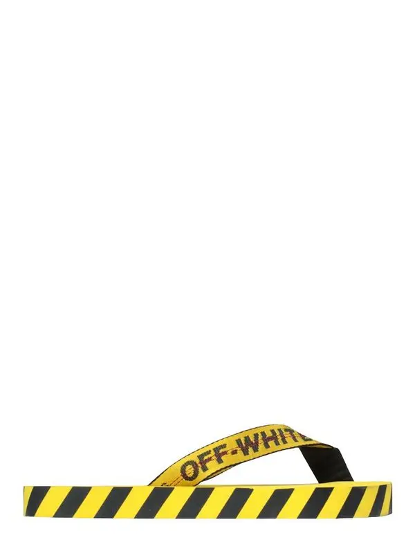 Off-White Diagonal Stripes Flip Flops Aw 20in - Yellow/black