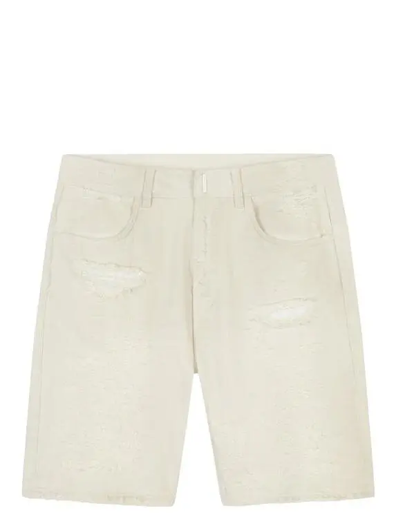 Givenchy Destroyed Denim Shorts - White