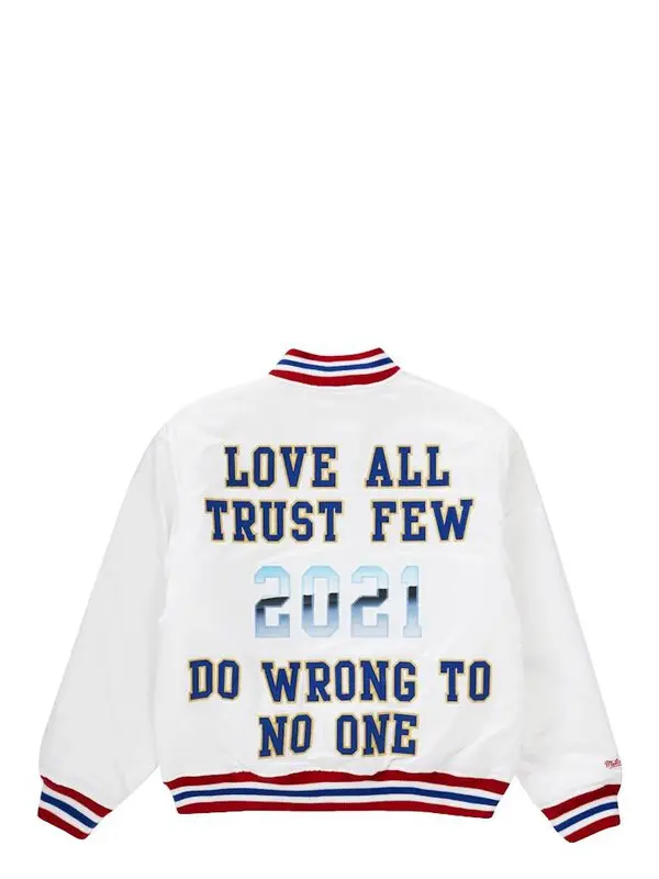Supreme Mitchell & Ness Satin Varsity Jacket - White