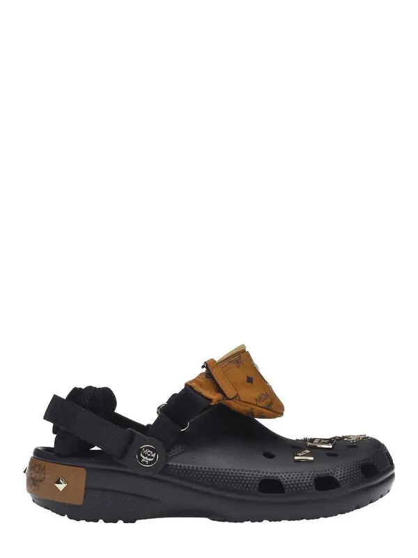 CROCS Classic Clog Mcm Visetos Belt Bag - Black/gold/cognac