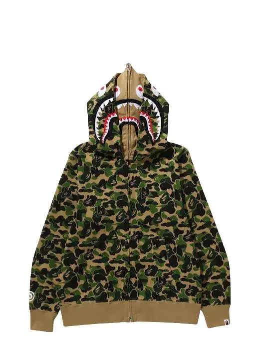 BAPE Abc Camo Double Shark Full Zip Hoodie - Green