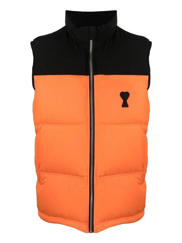 Ami Logo Padded Jacket - Black/orange