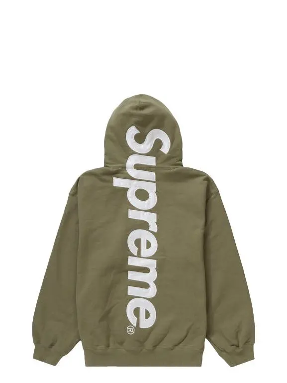 Supreme Satin Appliqué Hooded Sweatshirt - Light Olive