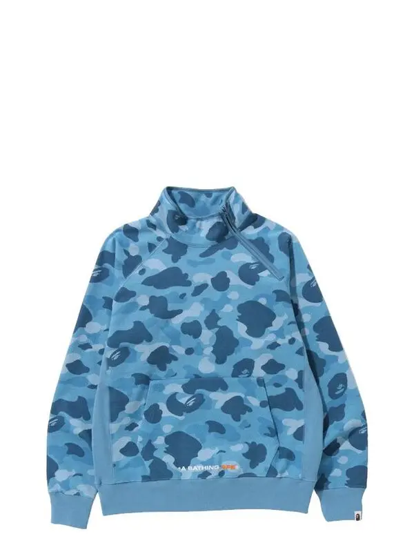 BAPE Honeycomb Camo Side Zip Crewneck Sweatshirt - Blue