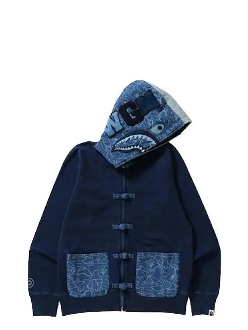BAPE Shark Button Hoodie - Indigo