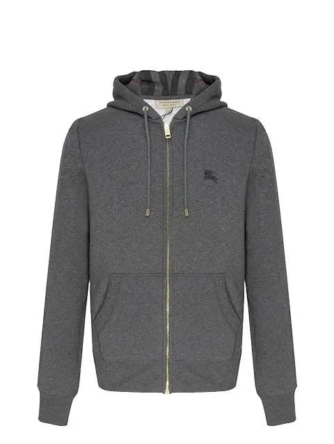 Burberry Clarendon Check Hood Zip Up Hoodie - Gray