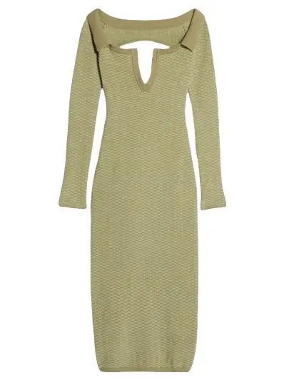 Jacquemus La Robe Maille Pampero Off-the-shoulder Polo Dress - Multi/green