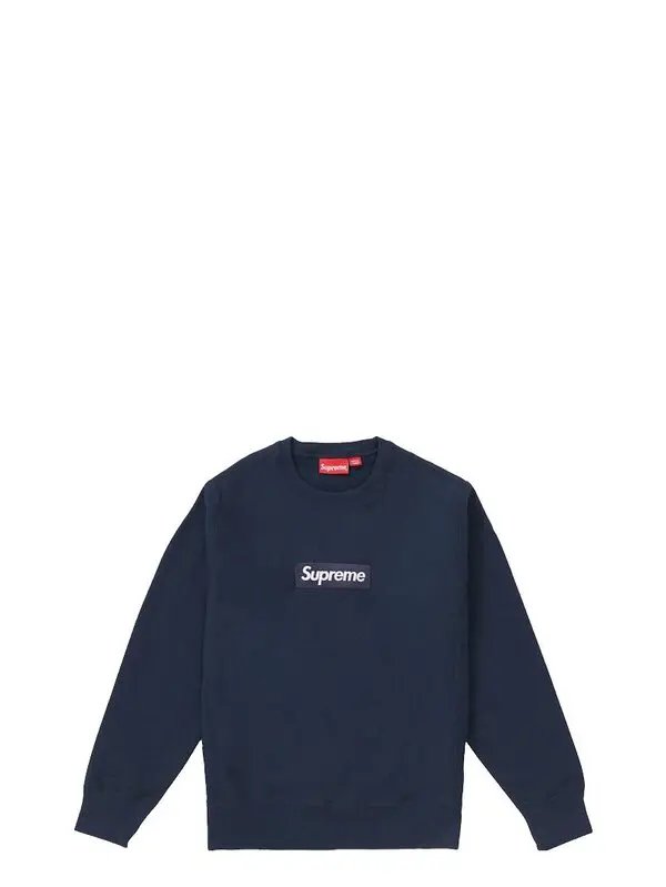 Supreme Box Logo Crewneck Sweatshirt Fw18 - Navy Blue