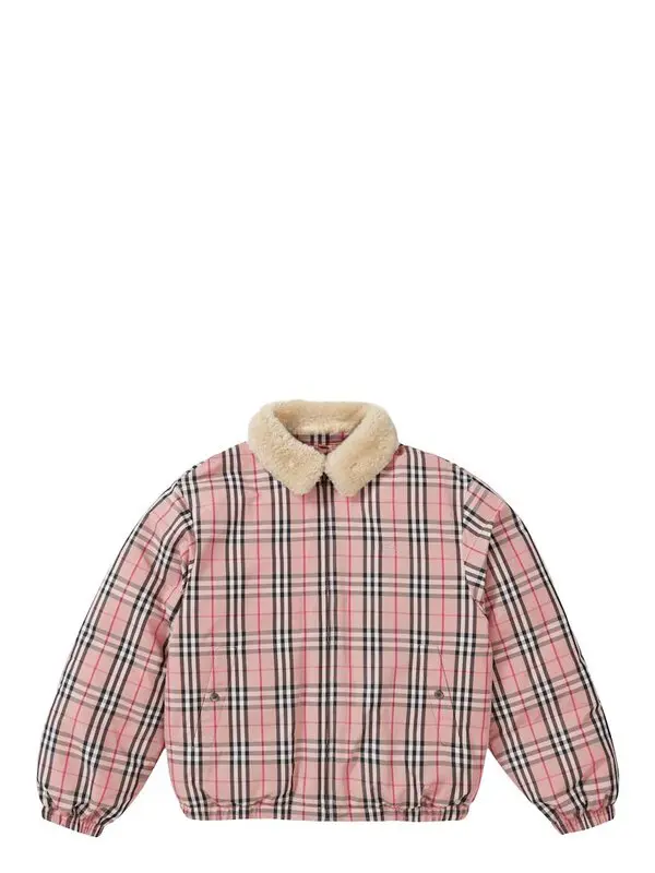 Supreme Burberry Shearling Collar Puffer Jacket - Pink