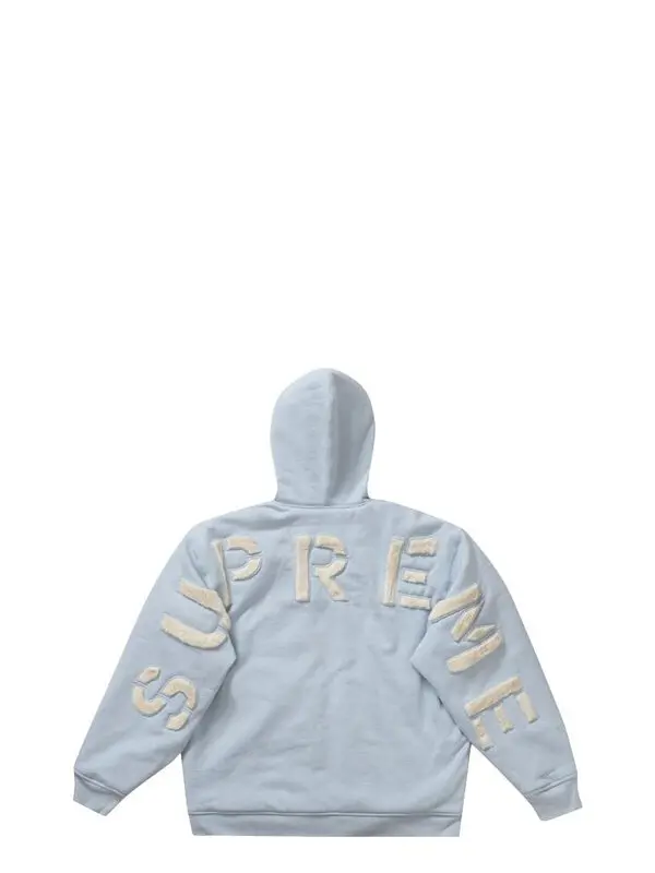 Supreme Faux Fur Lined Zip Up Hooded Sweatshirt - Light Blue